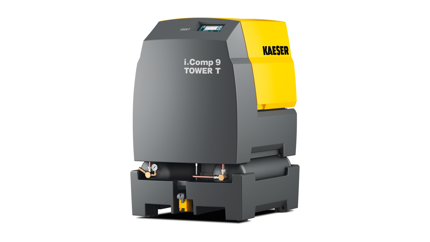 Reciprocating compressors with integrated air receiver and dryer